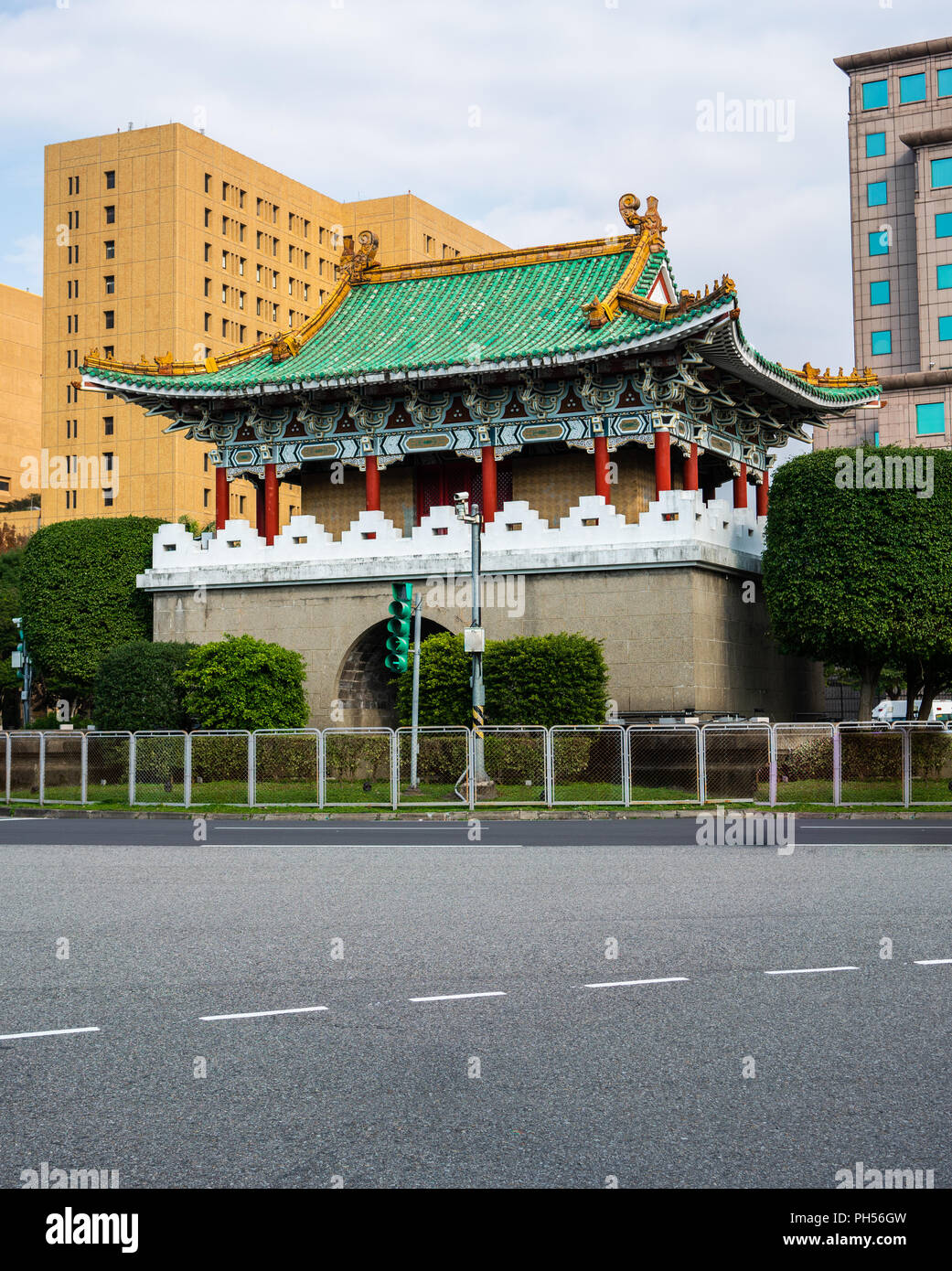 Vertical view of Taipei East Gate former part of the walls of Taipeh in ...