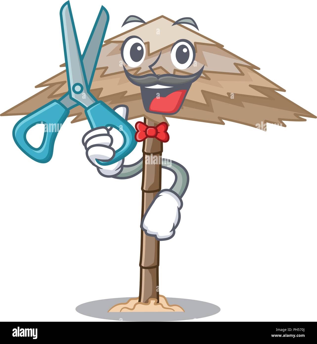 Barber beach shelter buildings with palm cartoon vector illustration ...