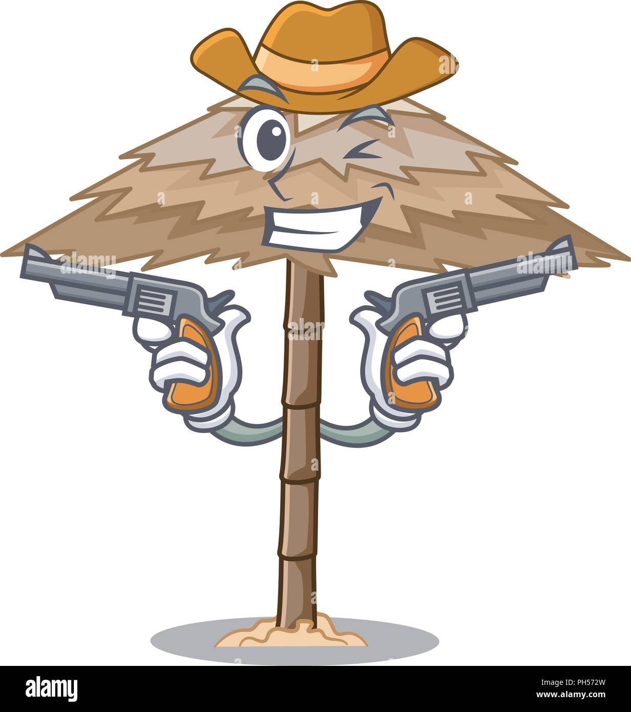 Cowboy beach shelter buildings with palm cartoon vector illustration ...