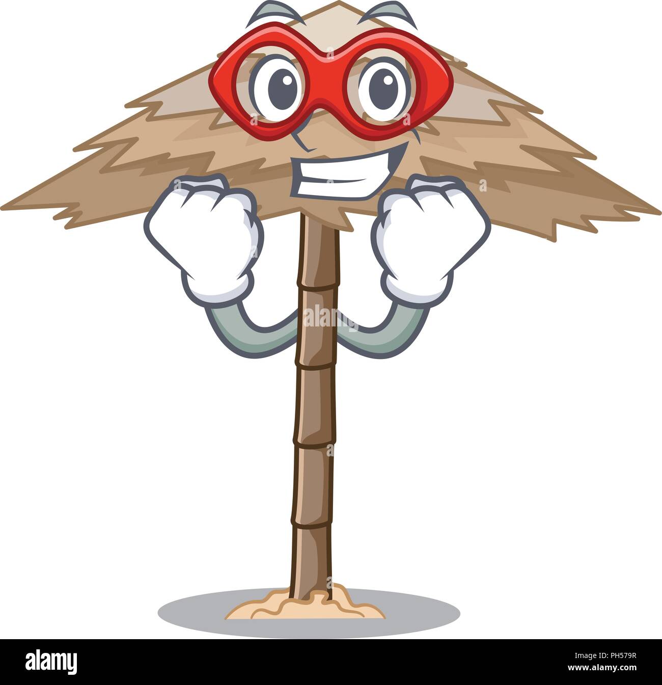 Super hero character tropical sand beach shelter resort vector ...