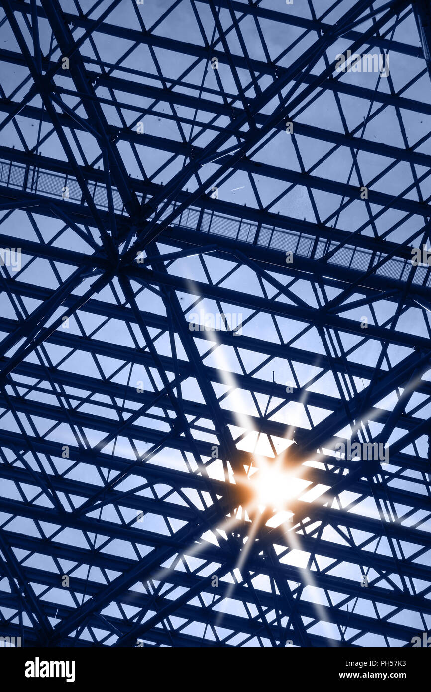 Skylight window with sun glare - abstract architecture background Stock ...