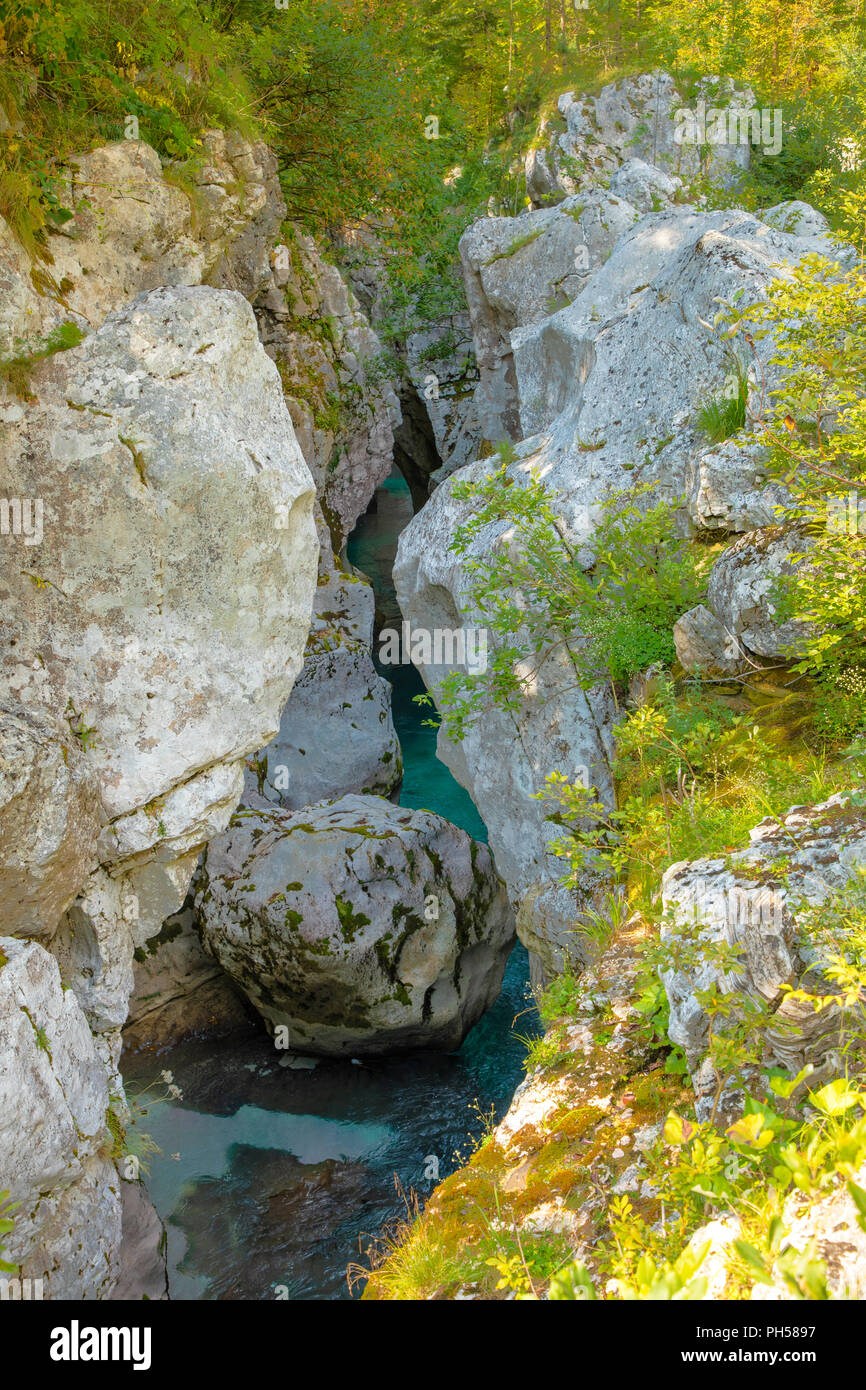 Velika Korita is canyon of Soca river in Soca valley, Slovenia Stock ...