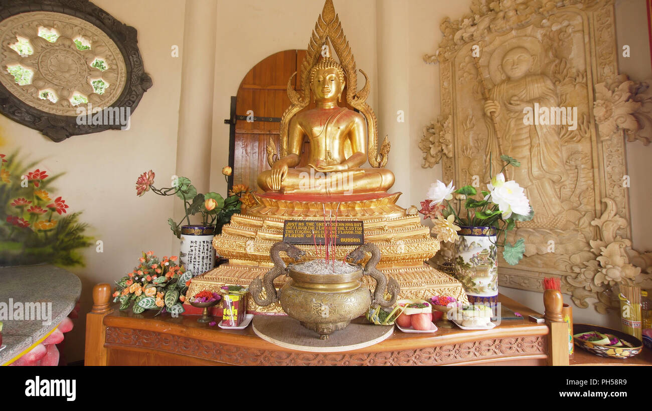 Statue of the Buddha god, Sacrifice oblation, traditional offerings for ...