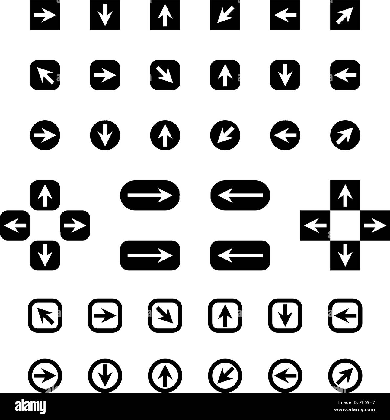 Black flat arrows set. Indication signs Stock Vector Image & Art - Alamy