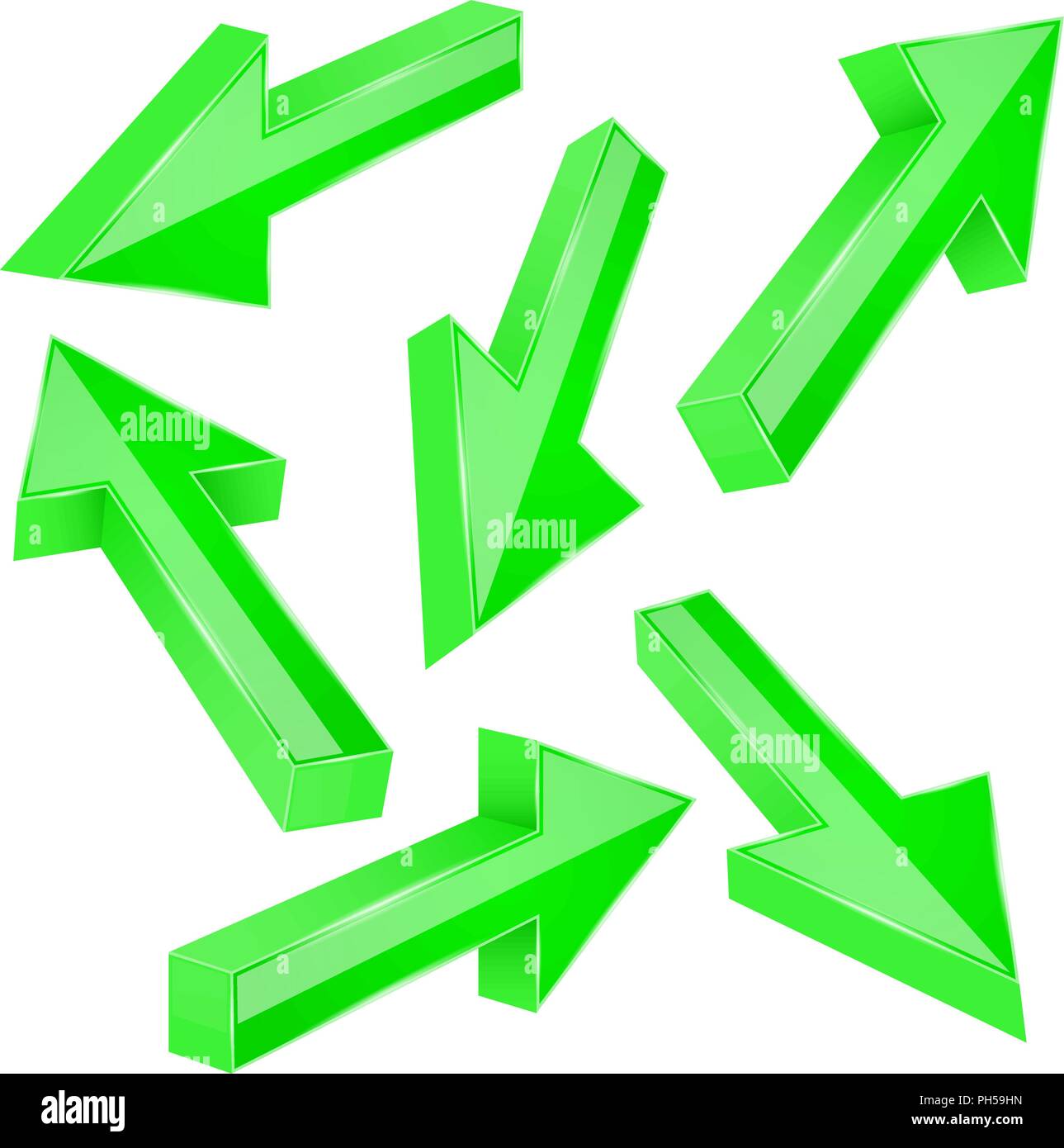 Green 3d arrows. Set of shiny straight signs Stock Vector Image & Art ...