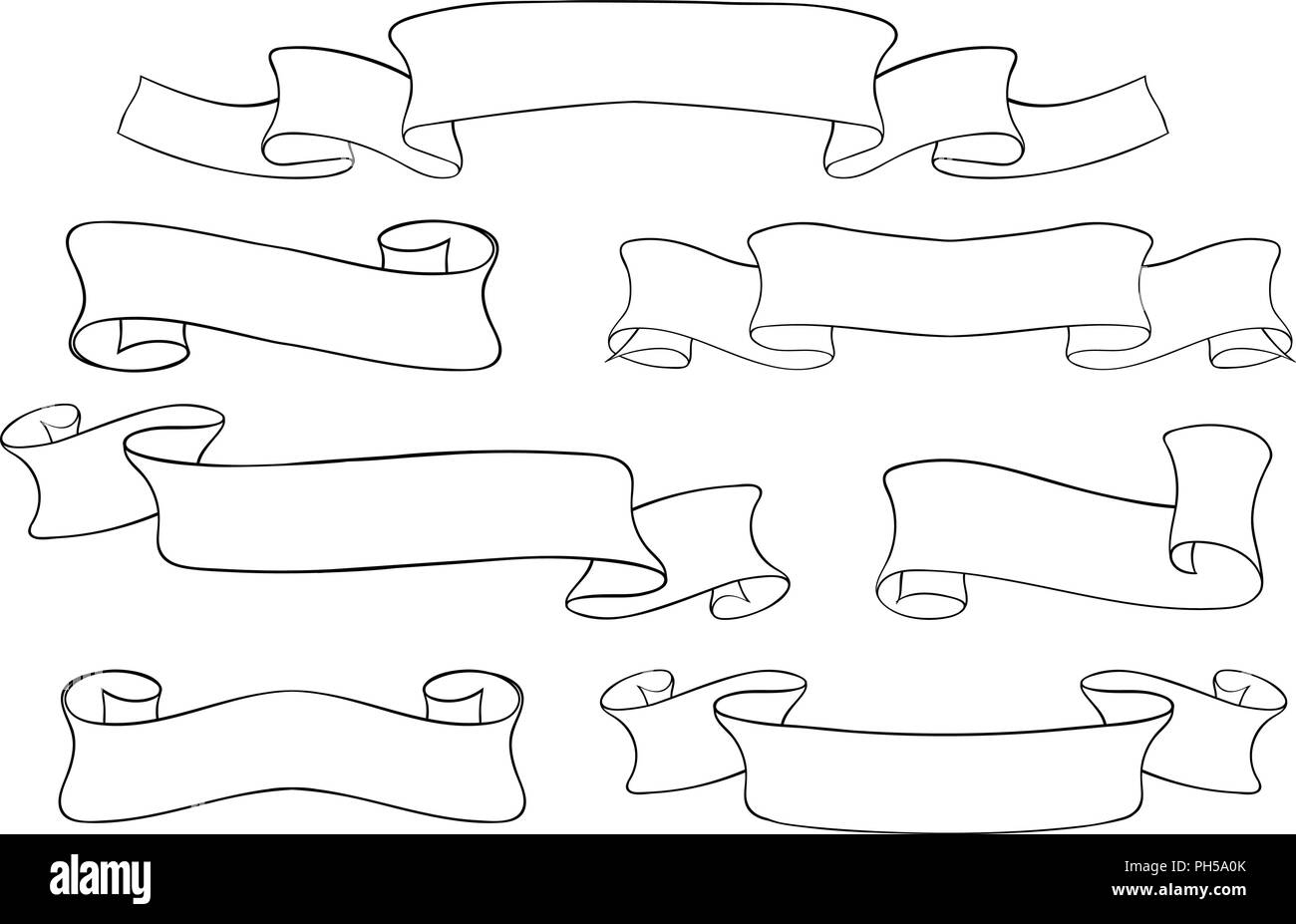 Paper scrolls. Outline set of illustrations Stock Vector Image & Art ...