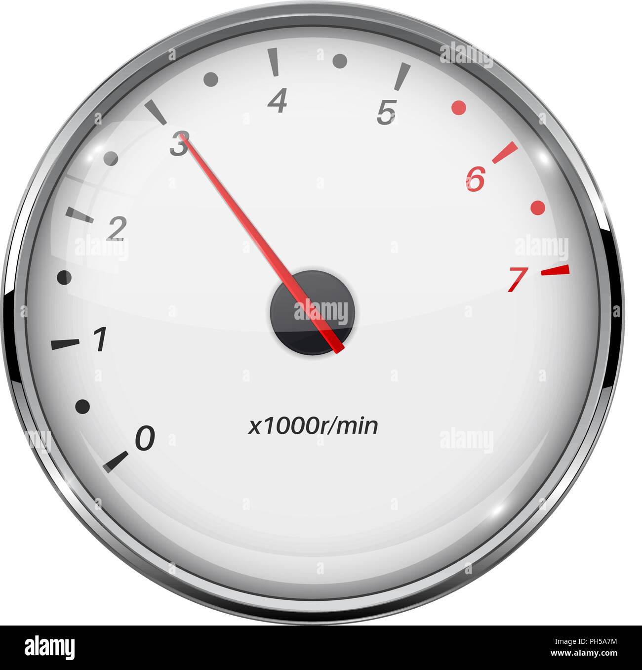 Tachometer. White device with chrome frame Stock Vector Image & Art - Alamy