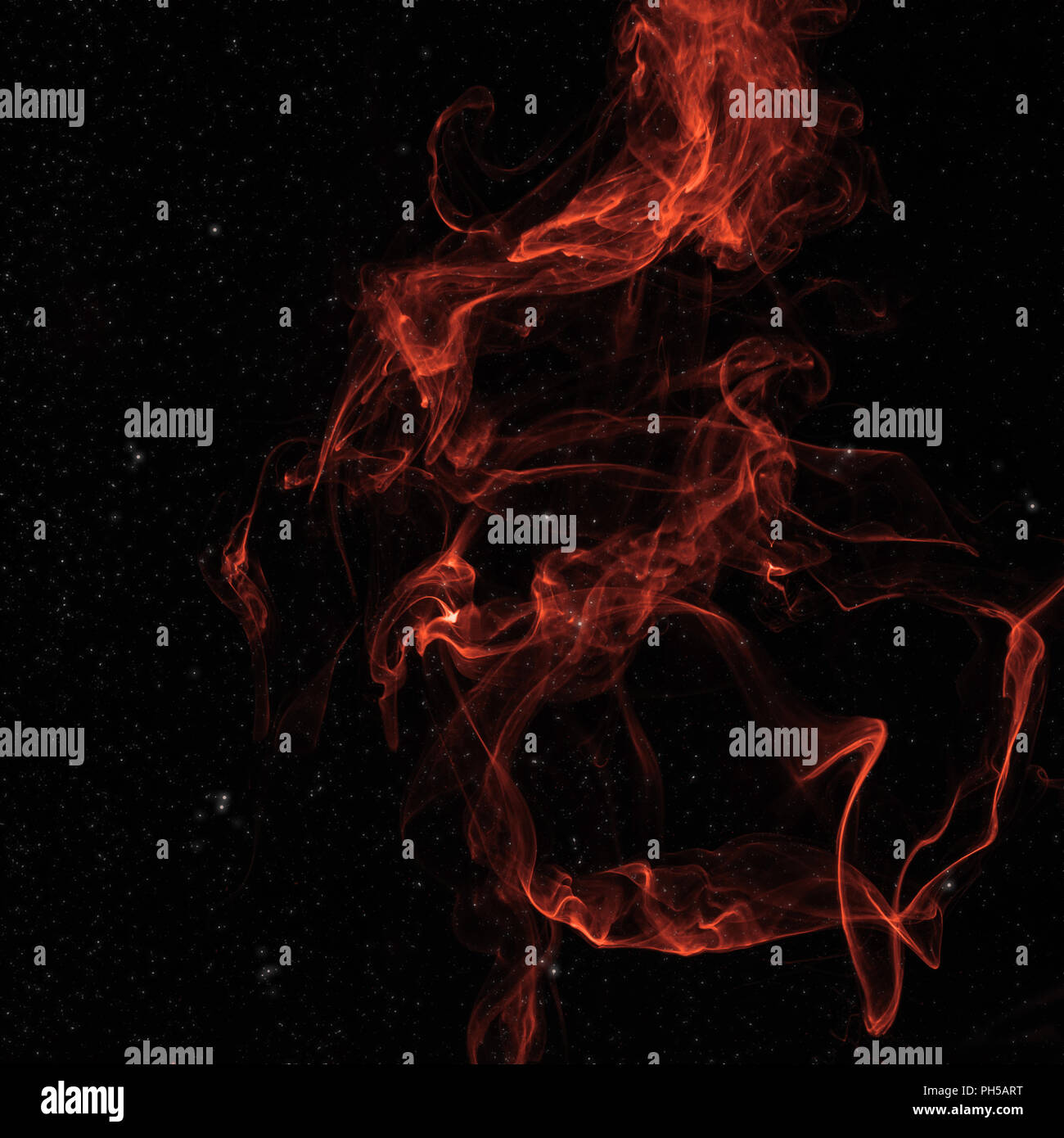 red spiritual smoke in space with stars on black background Stock Photo ...