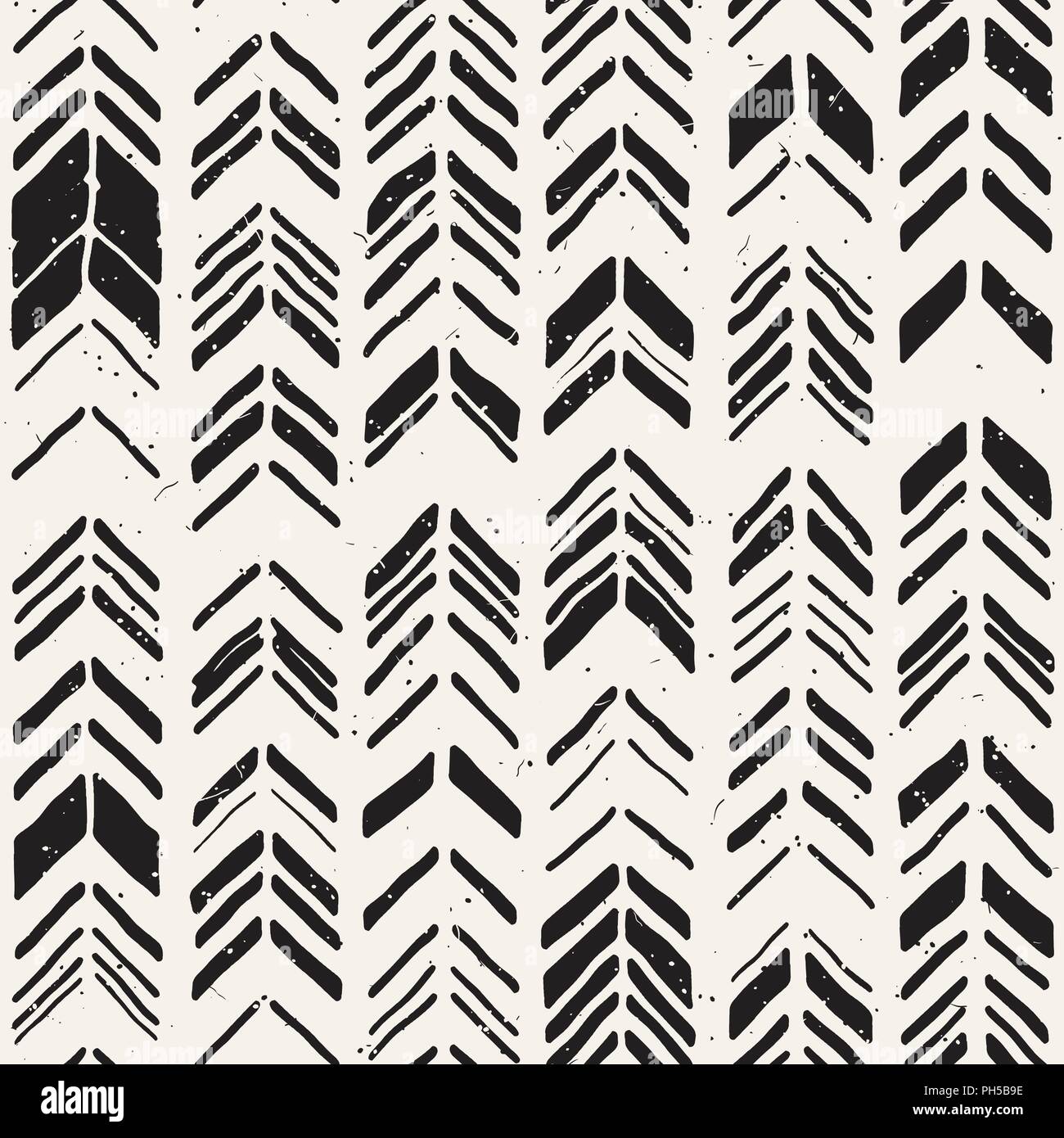 Seamless hand drawn style chevron pattern in black and white. Abstract ...