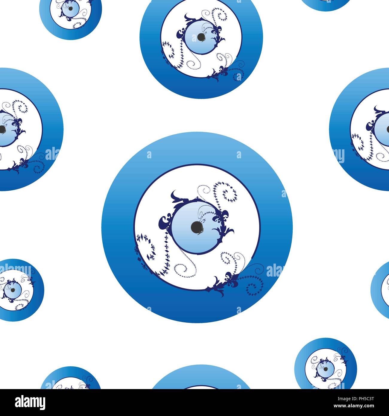 seamless pattern with artistic blue evil eye vector on white background ...