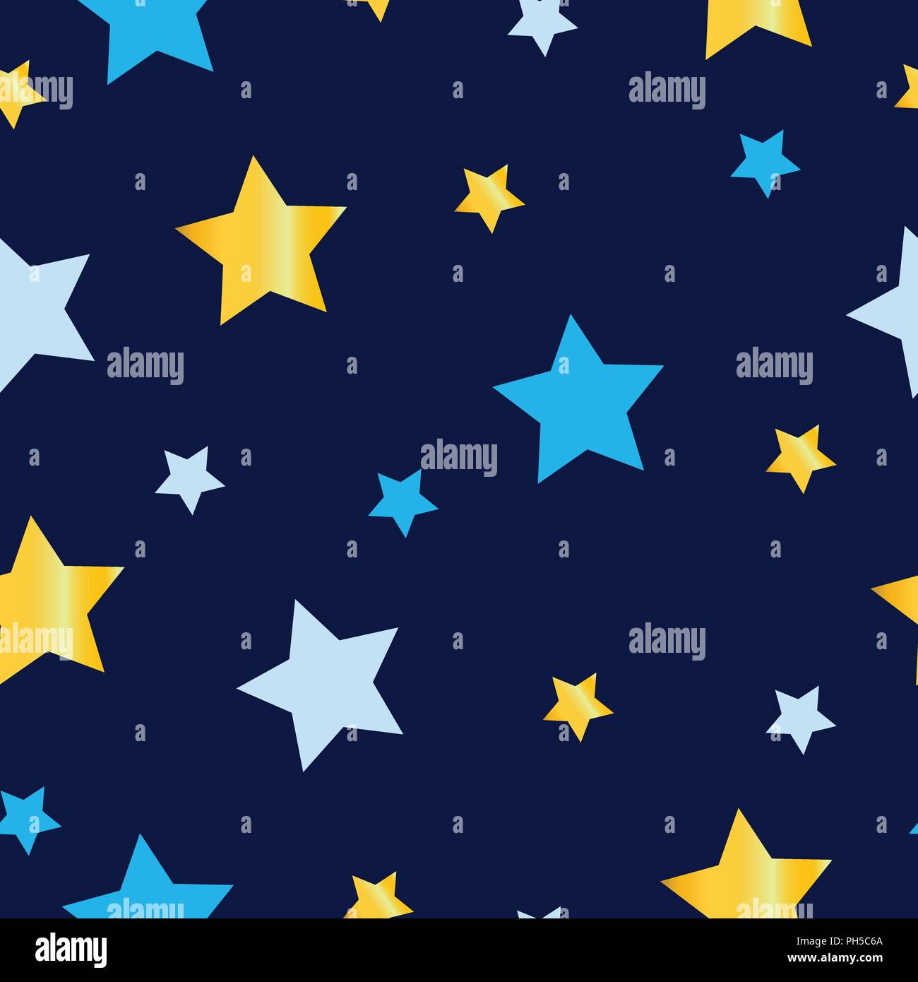 seamless pattern with blue and yellow stars vector isolated on navy ...