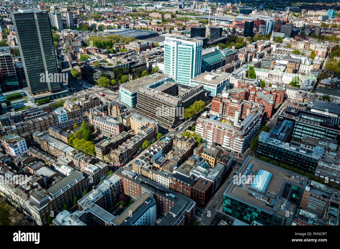 UCLH and Central London - aerial shot from the BT Tower Stock Photo - Alamy