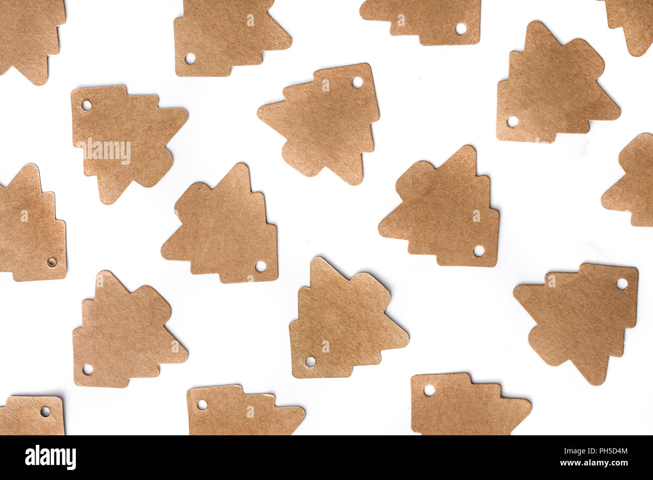 Christmas tree label pattern on white background Stock Photo - Alamy