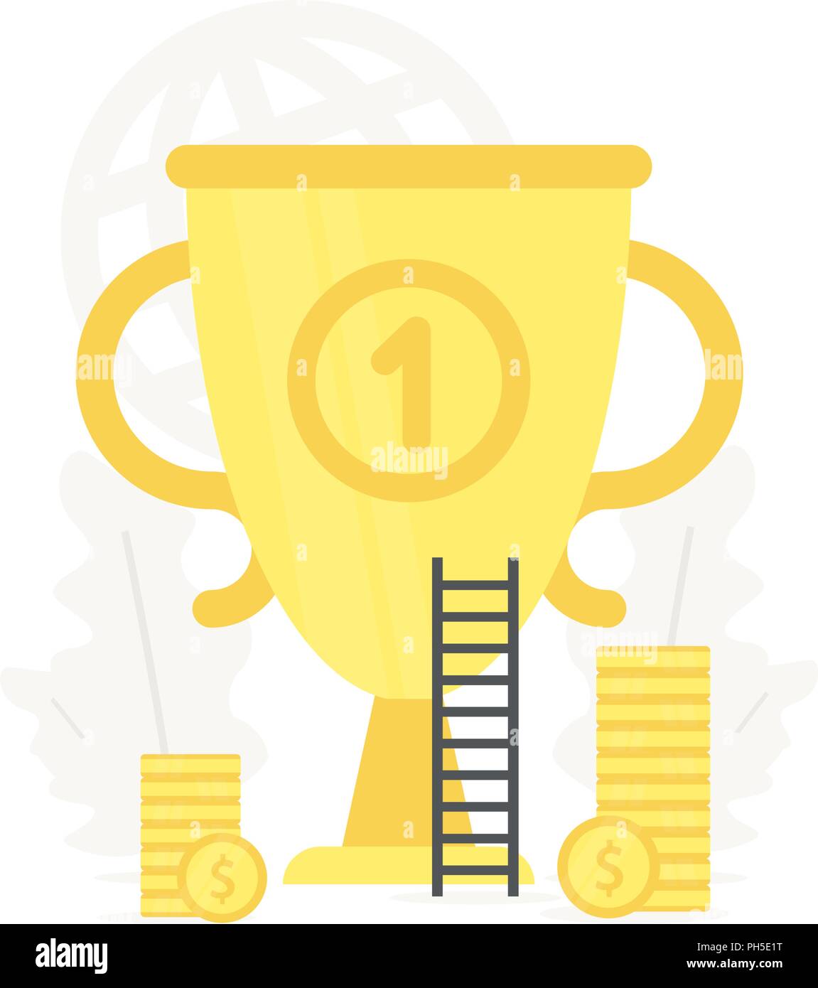 Big gold trophy illustration. Business presentations on white ...