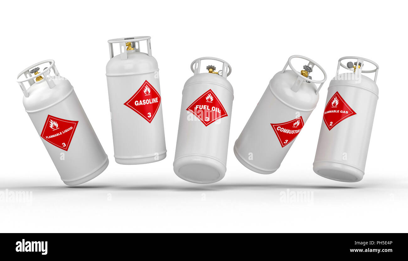 different dangerous cylinder container 3d rendering image Stock Photo ...
