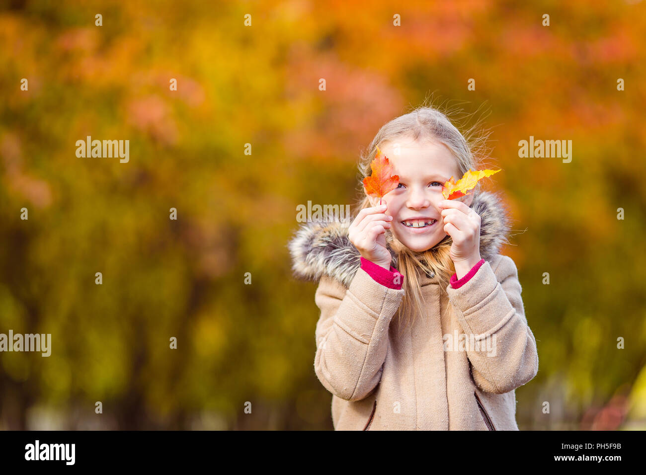 Adorable little girl at beautiful autumn day outdoors Stock Photo - Alamy