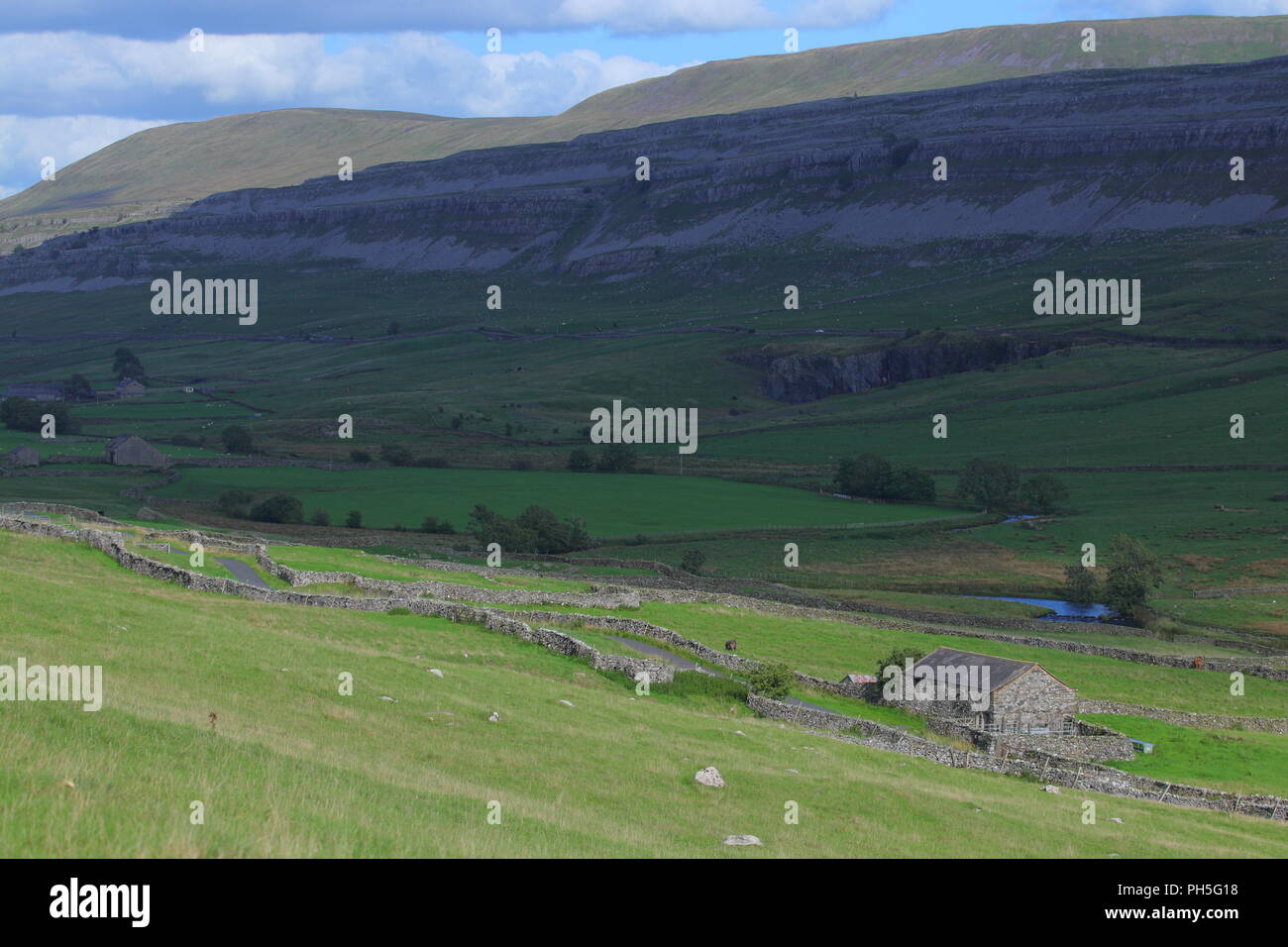 The view across Ingleborough from the Ingleton Waterfall Trail Stock ...