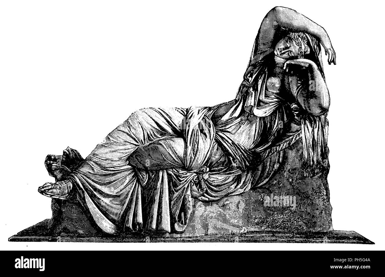 The sleeping Ariadne. In the Vatican, Rome, 1889 Stock Photo - Alamy