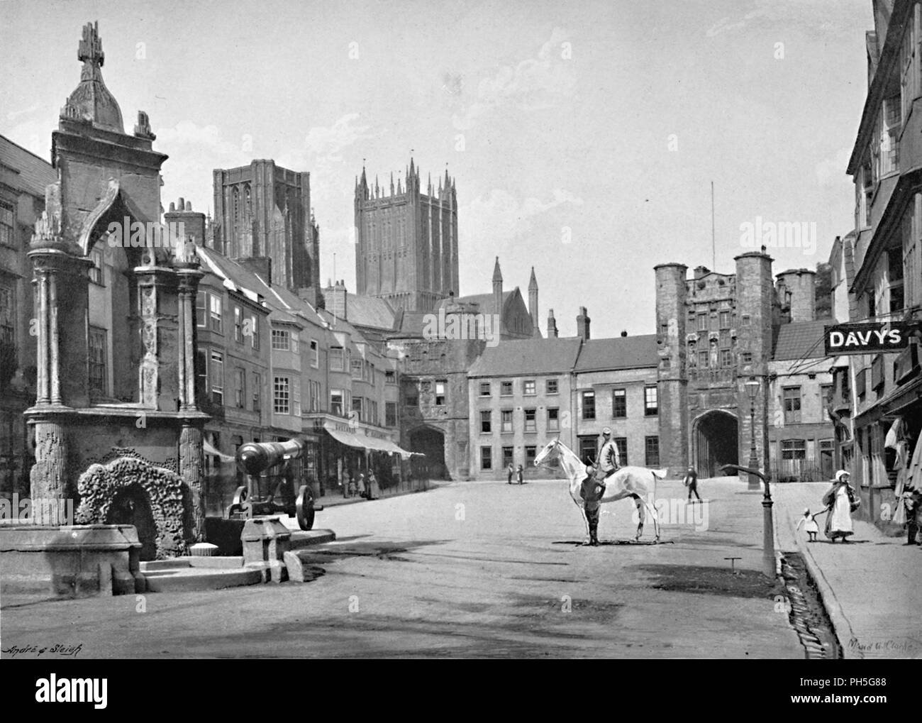 'Market Place and Cathedral Towers, Wells', c1896. Artist: Thomas W ...