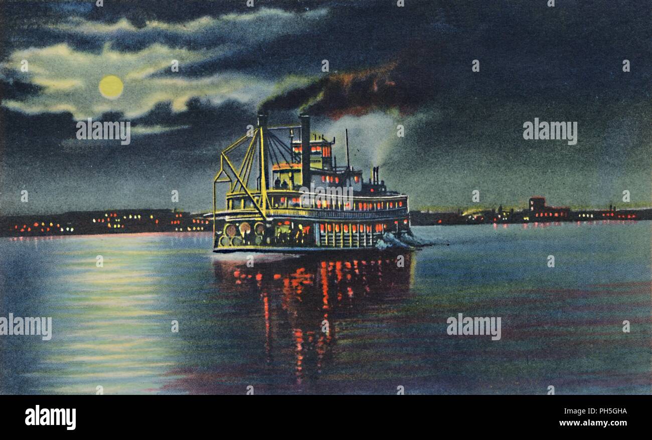 'Moonlight on the Ohio River, Louisville, Ky.', 1942. Artist: Caufield ...