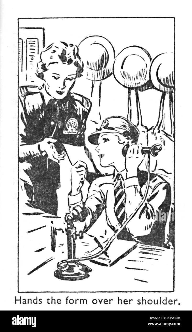 'Hands the form over her shoulder', 1940. Artist: Unknown Stock Photo ...