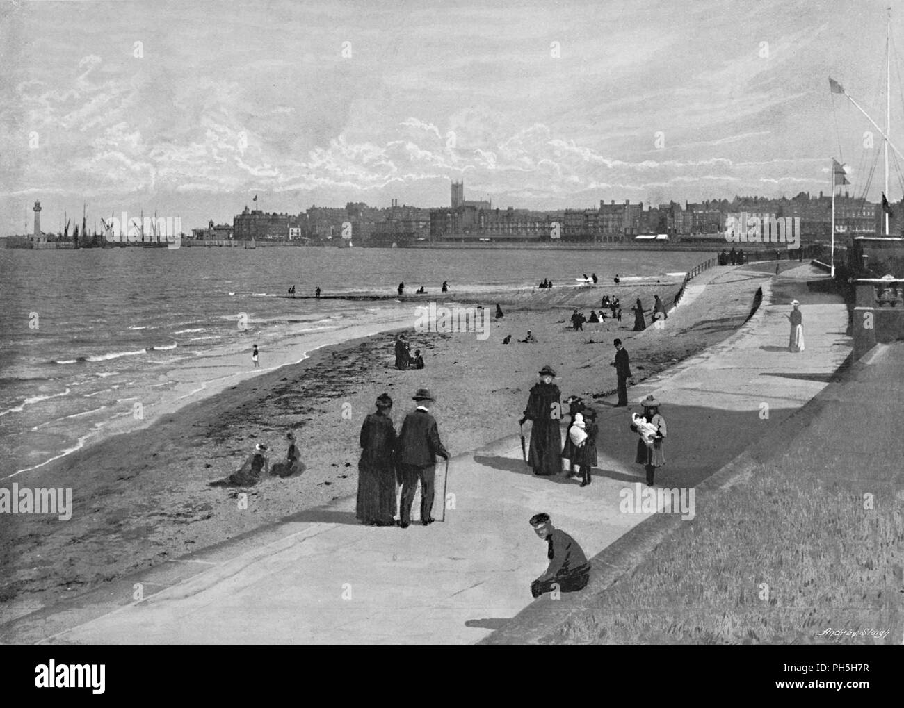 Victorian promenade sea seaside Black and White Stock Photos & Images ...