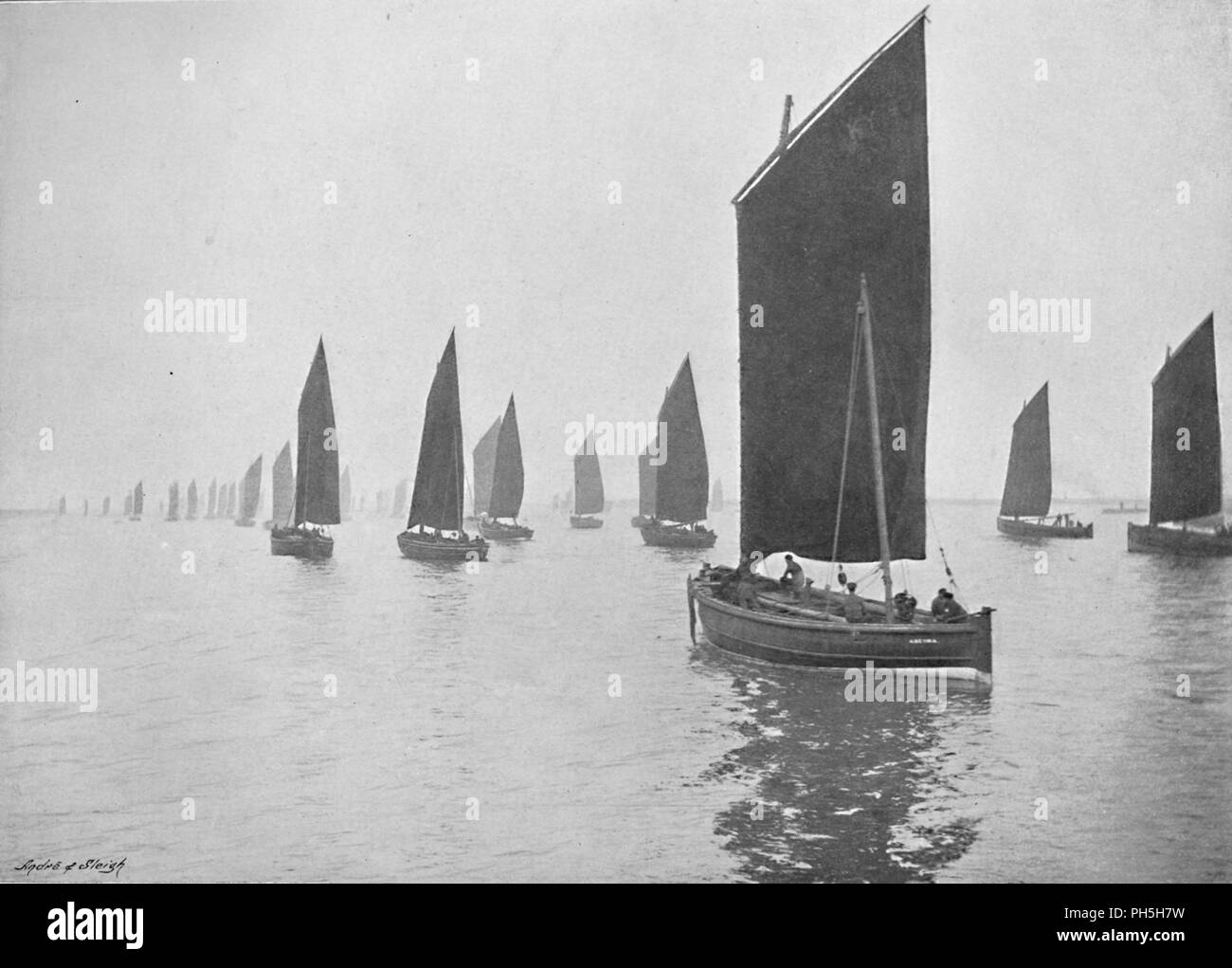 Fleet herring boats fishing boats Black and White Stock Photos & Images ...