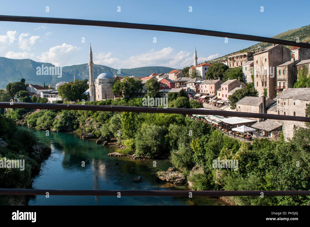 Mostar: skyline with view of the Old Bazaar Kujundziluk, muslim quarter ...