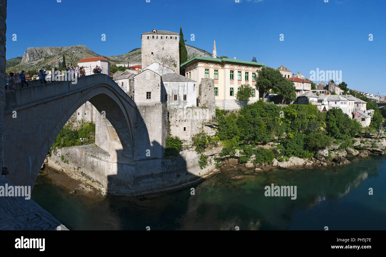 Mostar, Bosnia: view of the skyline and the Stari Most (Old Bridge ...