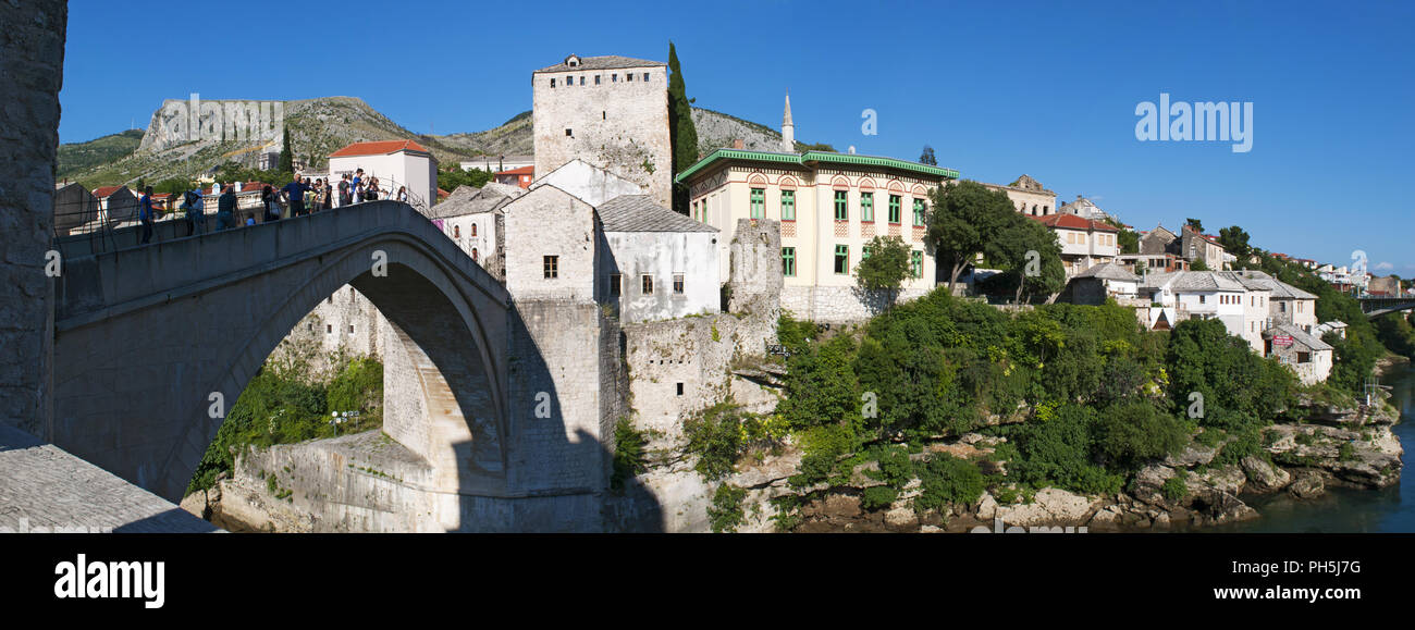 Mostar, Bosnia: view of the skyline and the Stari Most (Old Bridge ...