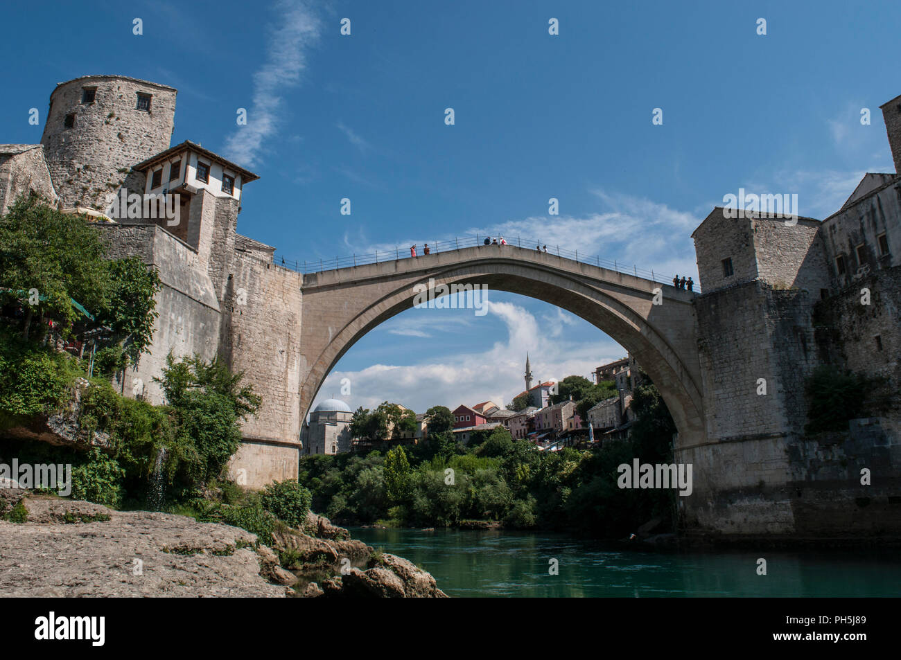 Mostar, Bosnia: view of the skyline and the Stari Most (Old Bridge ...