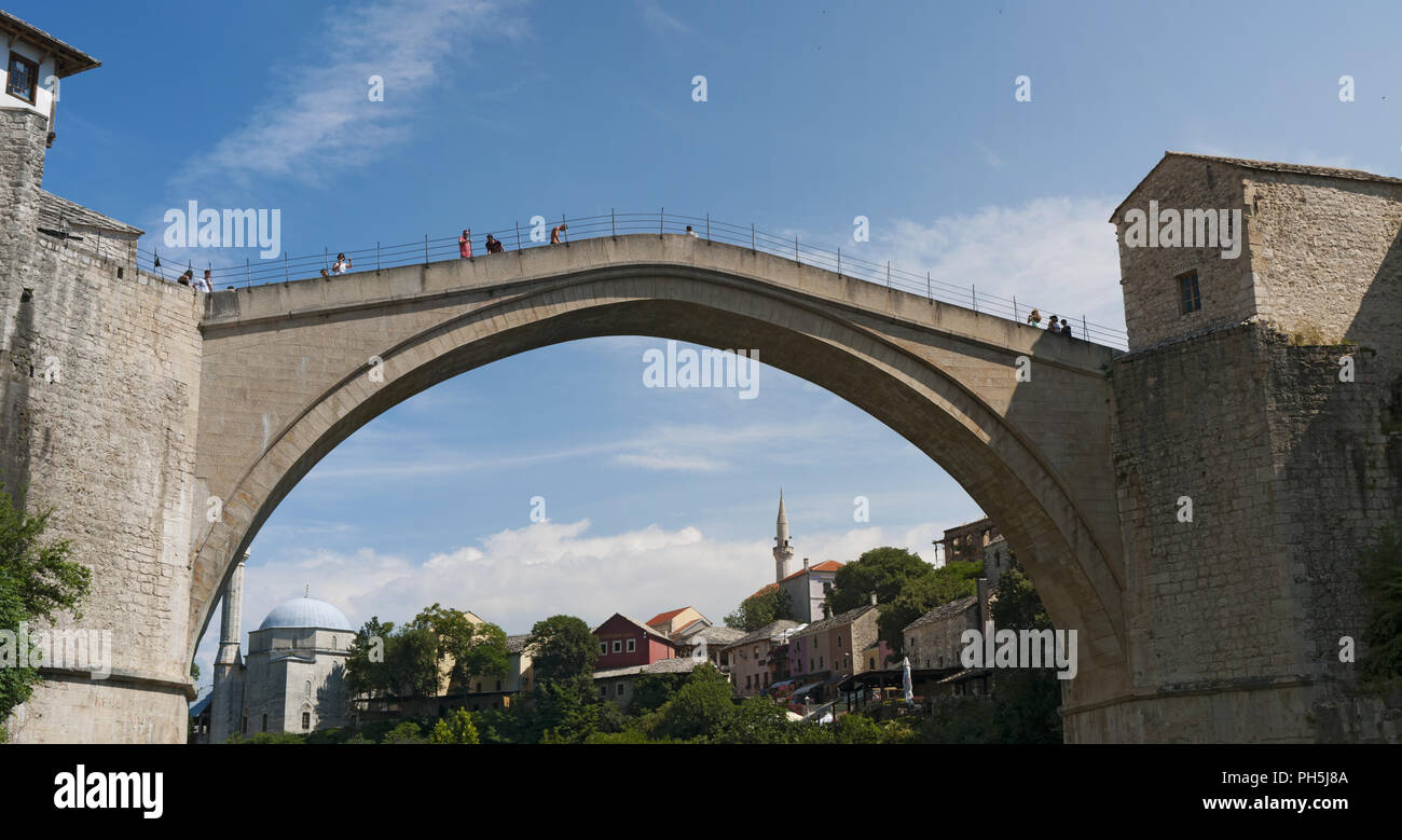 Mostar, Bosnia: view of the skyline and the Stari Most (Old Bridge ...