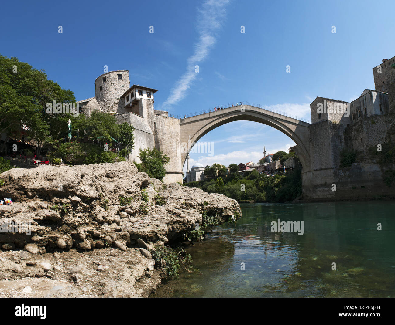 Mostar, Bosnia: view of the skyline and the Stari Most (Old Bridge ...
