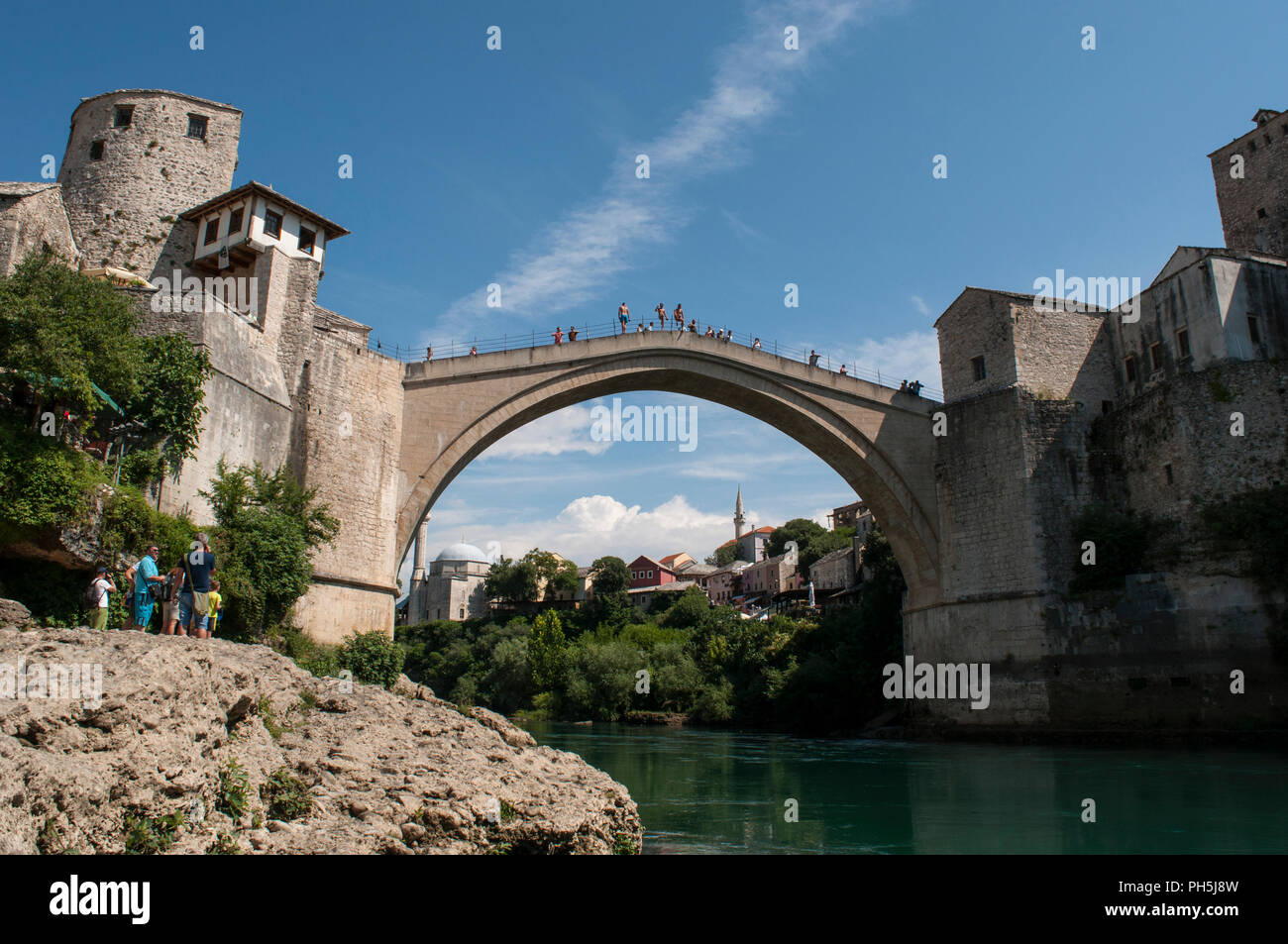Mostar, Bosnia: view of the skyline and the Stari Most (Old Bridge ...