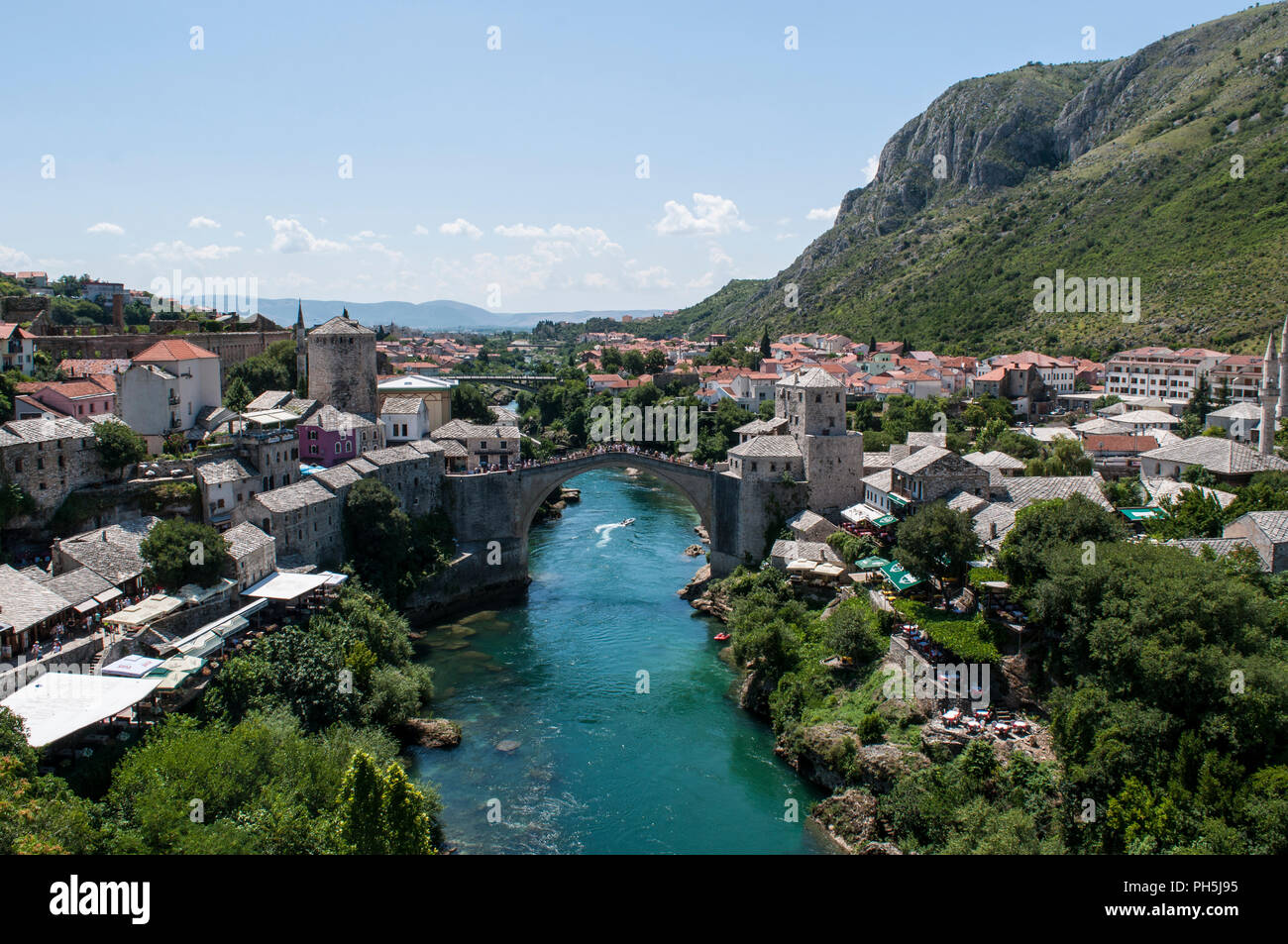 Mostar, Bosnia: view of the skyline and the Stari Most (Old Bridge ...