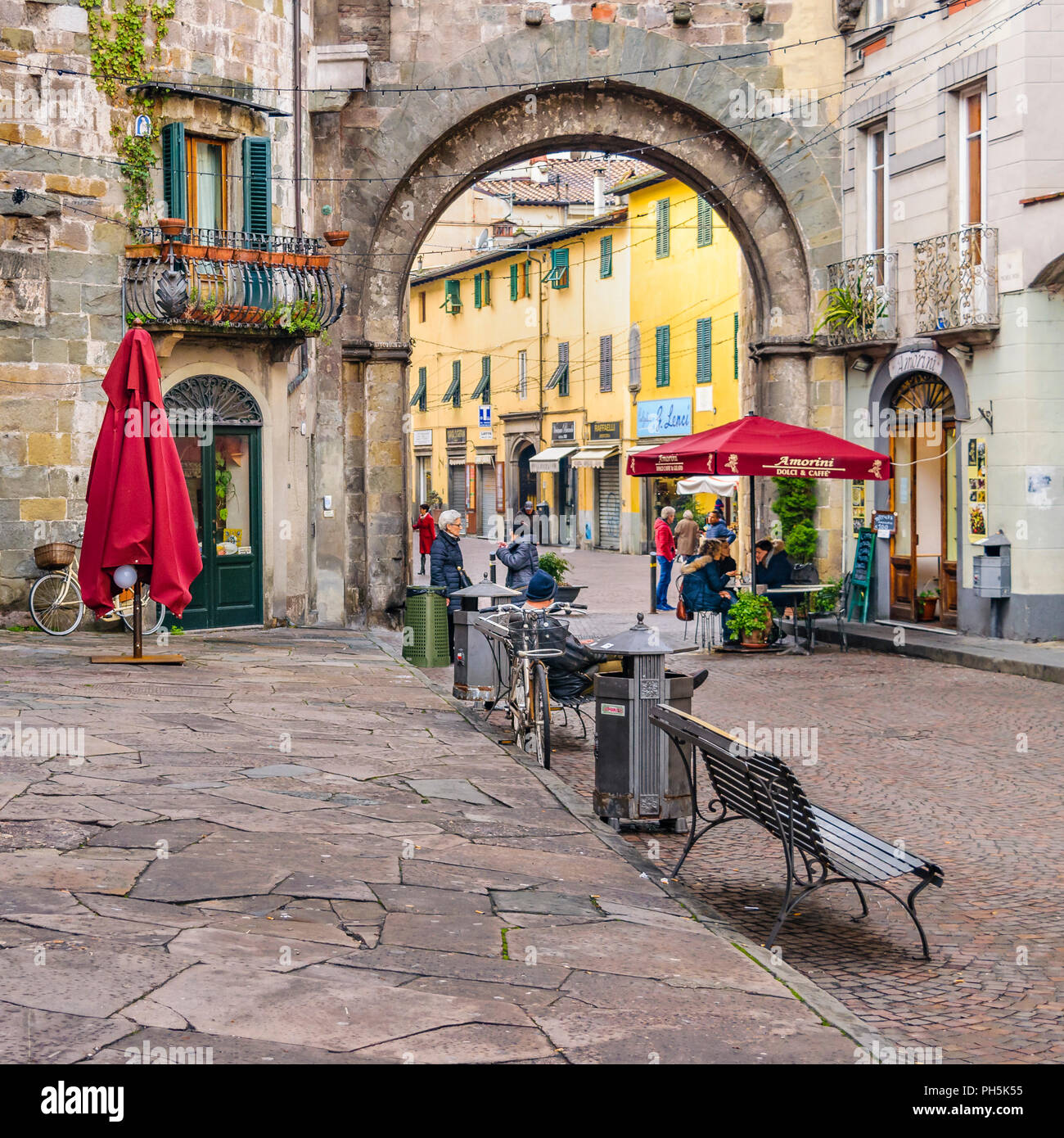 LUCCA, ITALY, JANUARY - 2018 - Historic urban street scene at lucca ...