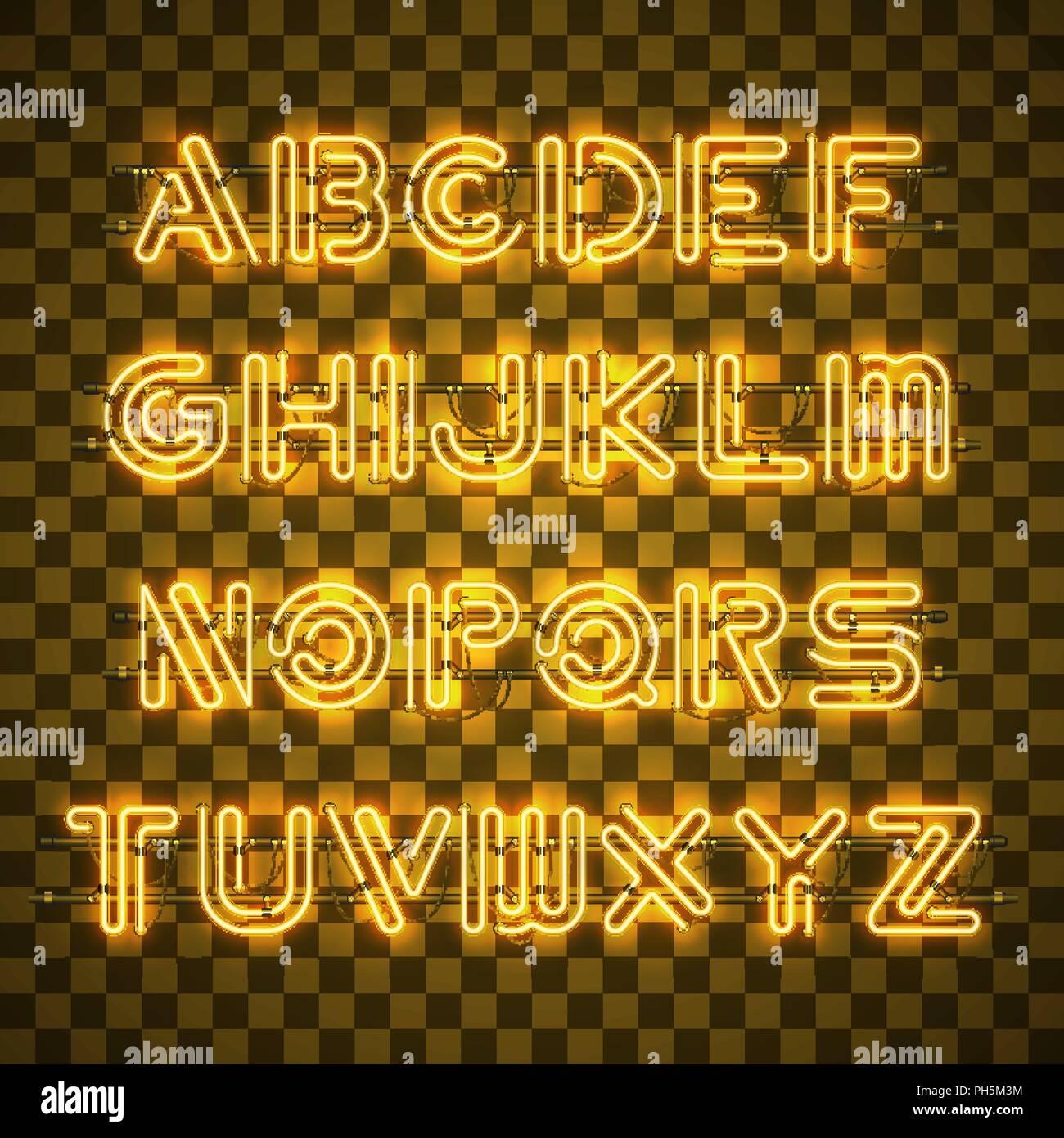 Glowing yellow neon alphabet letters hi-res stock photography and ...