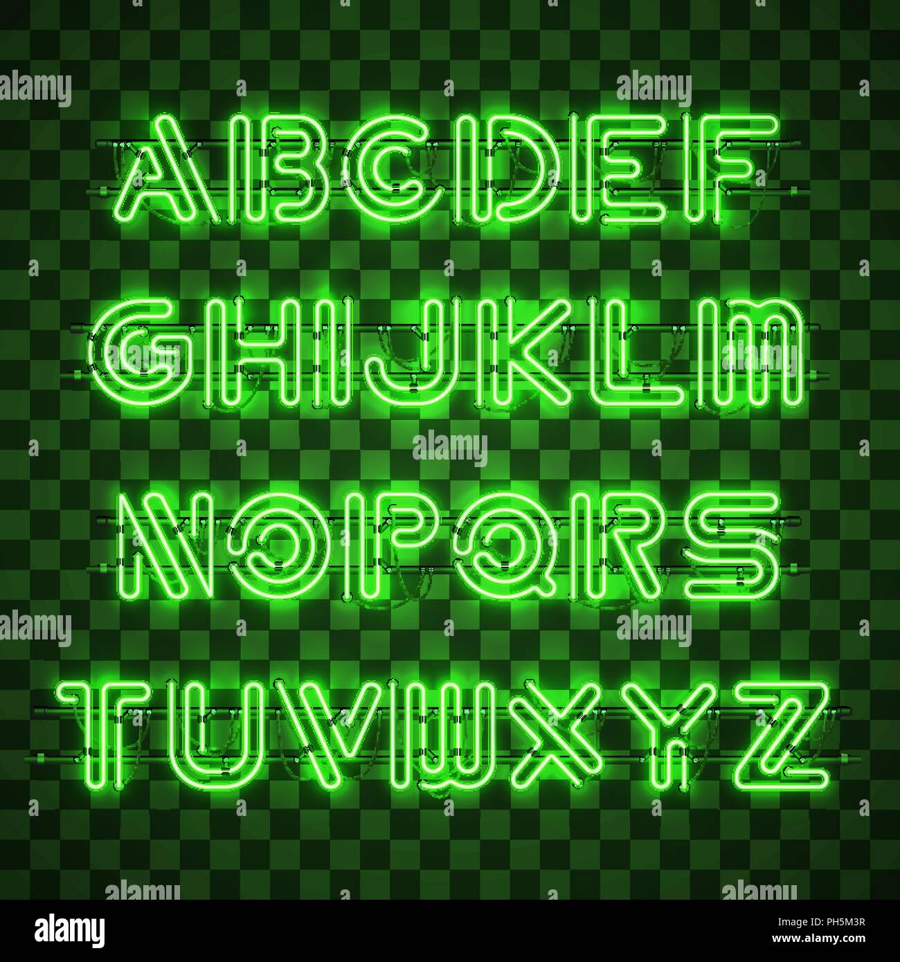 Glowing green neon alphabet letters hi-res stock photography and images ...