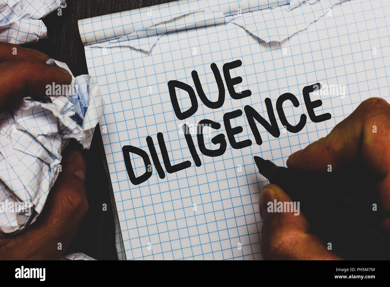 Handwriting text Due Diligence. Concept meaning Comprehensive Appraisal ...