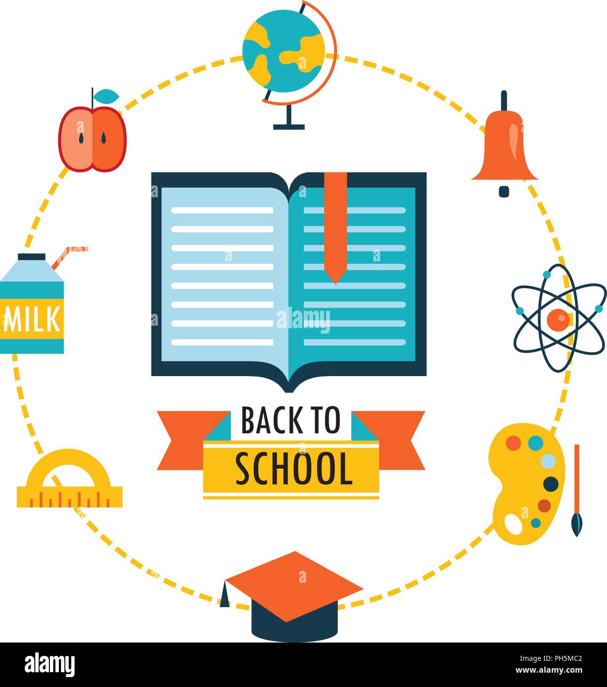 Back to school background with study theme icons Stock Vector Image ...