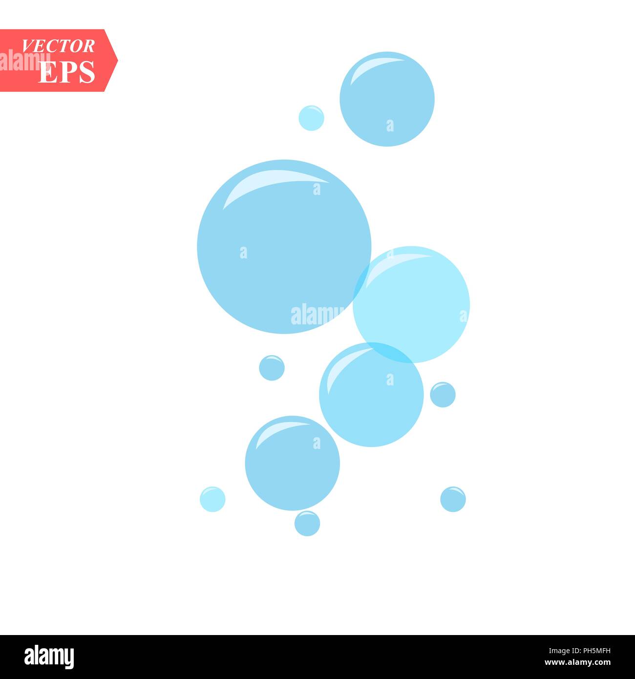 Blue Bubble icon isolated on white background. Soap or water icon ...