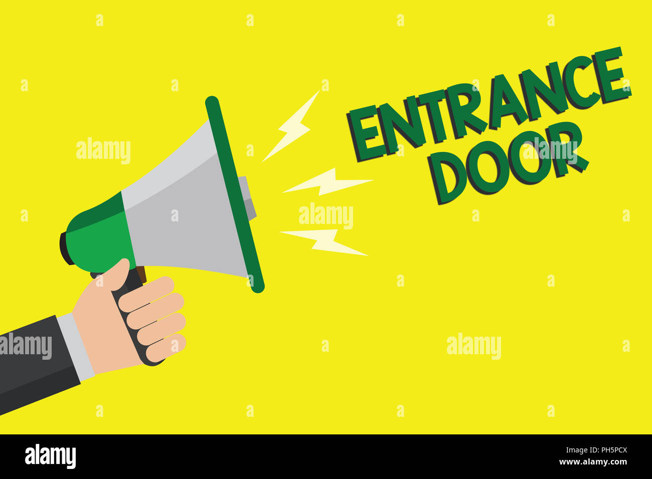 Text sign showing Entrance Door. Conceptual photo Way in Doorway Gate ...