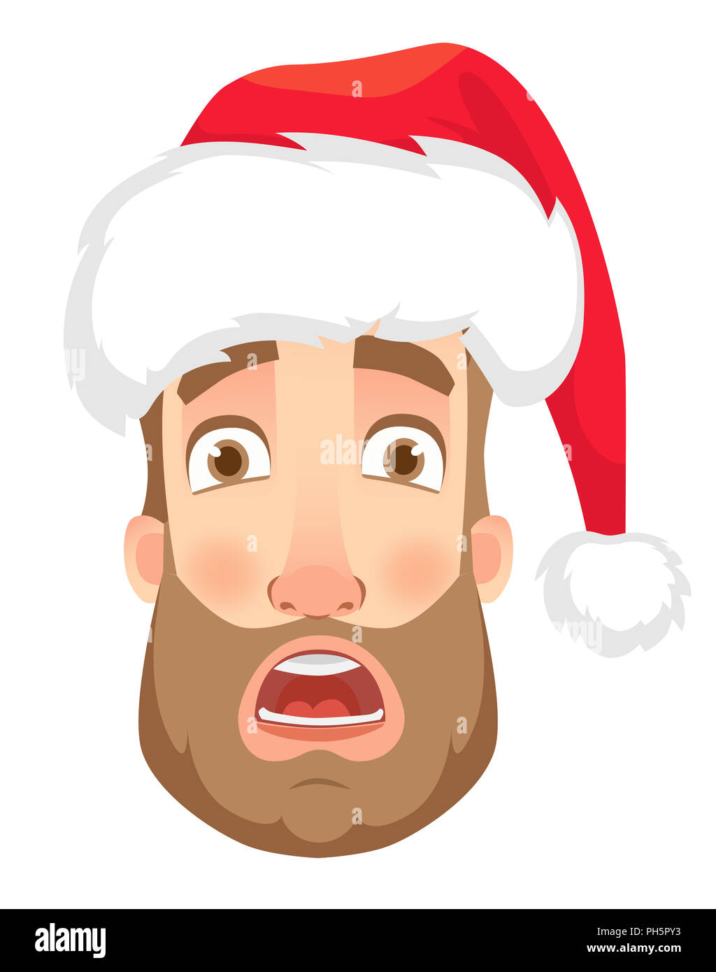 Head of a man in a Santa Claus hat. Man face expression. Human emotions ...