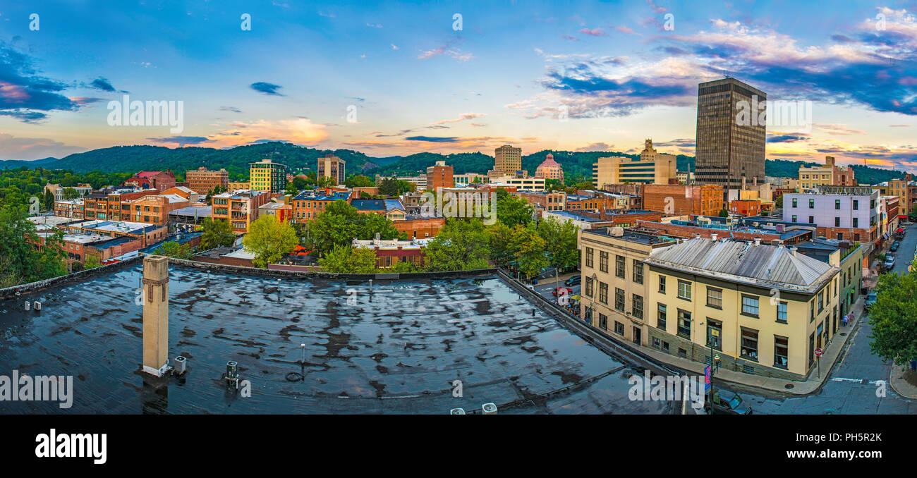Downtown Asheville, North Carolina, USA Skyline Panorama at Sunrise ...