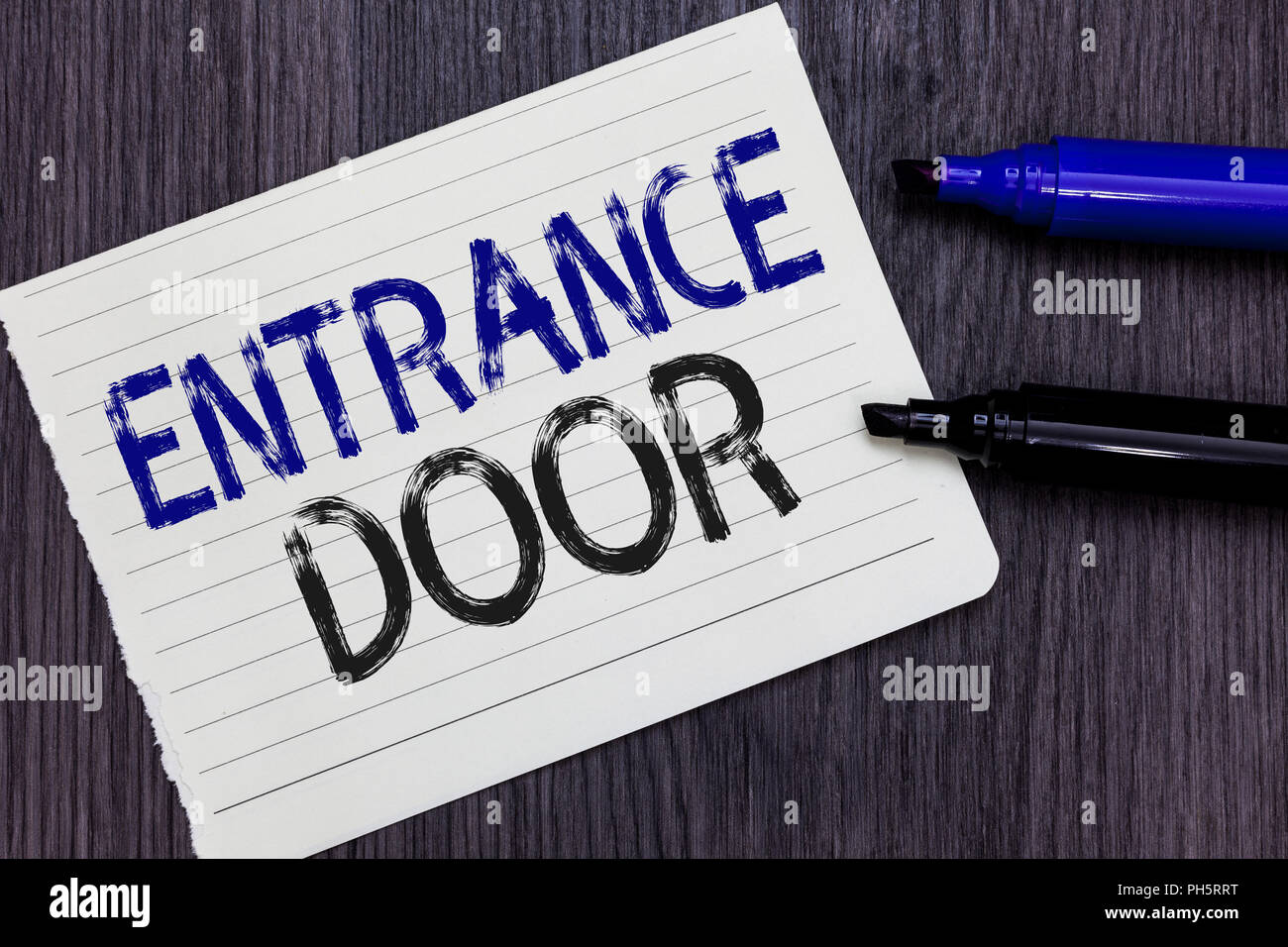 Writing note showing Entrance Door. Business photo showcasing Way in ...