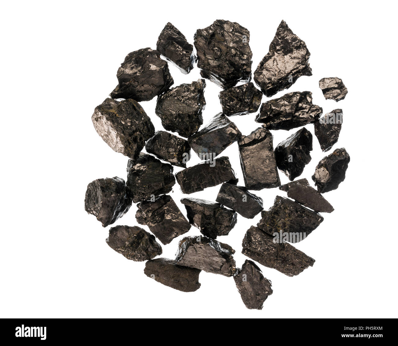 coal of different size on a white background Stock Photo - Alamy