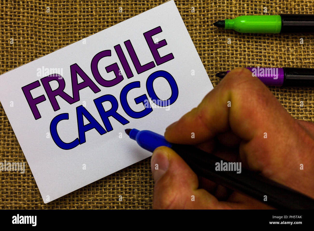 Text sign showing Fragile Cargo. Conceptual photo Breakable Handle with ...