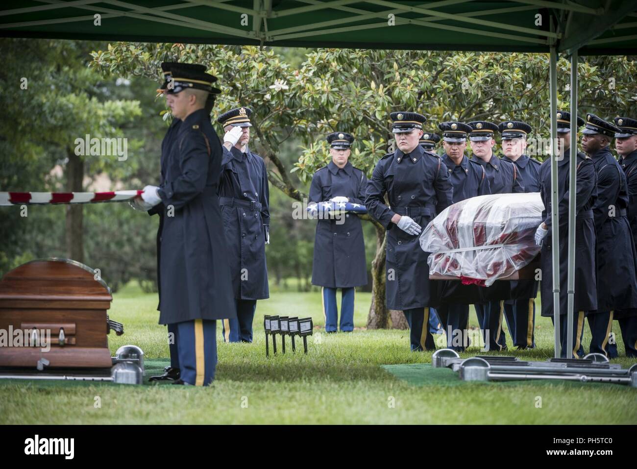 Body bearers from the U.S. Army Honor Guard help conduct a Full Honors ...