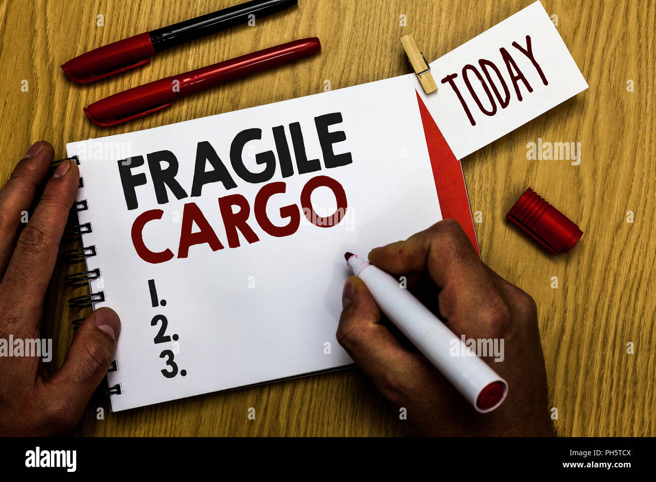 Handwriting text writing Fragile Cargo. Concept meaning Breakable ...