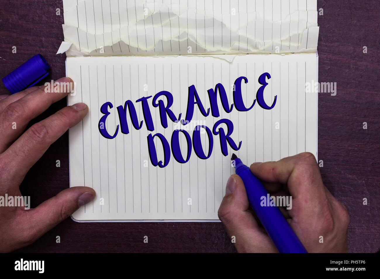 Writing note showing Entrance Door. Business photo showcasing Way in ...